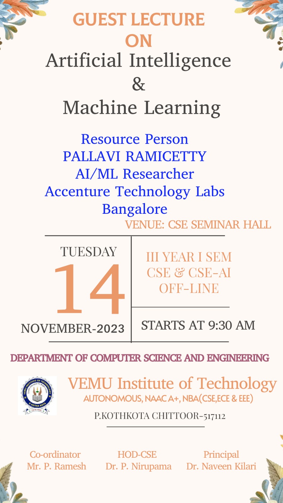 Home :: VEMU INSTITUTE OF TECHNOLOGY